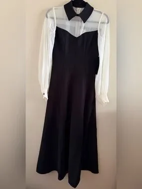 Tuckernuck | Dresses | New Tuckernuck Black Maxi Dress With White Sheer ...
